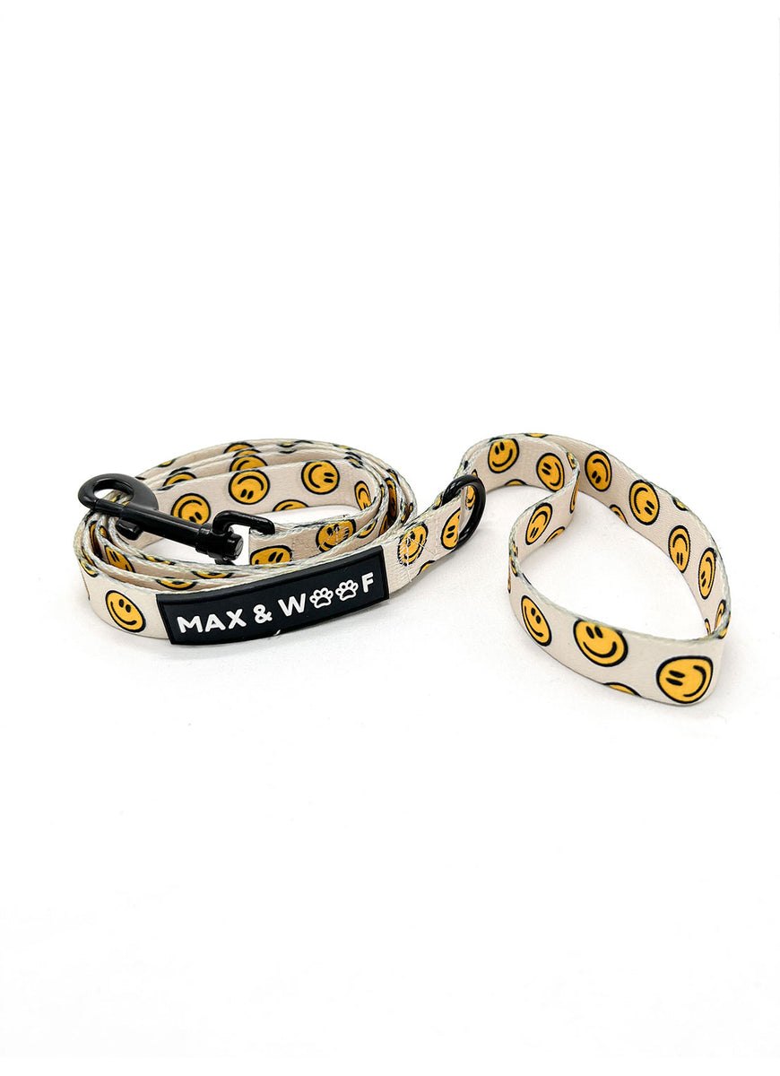 Hondenriem looplijn met smileys - KEEP SMILING – Max & Woof